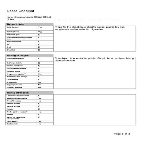 Recce checklist(1) | DOC