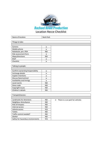 Recce checklist norwich underpass | PDF