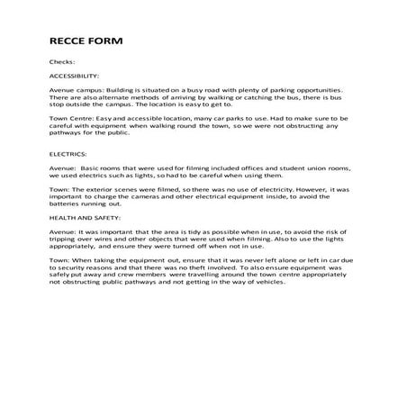 Recce form | PDF