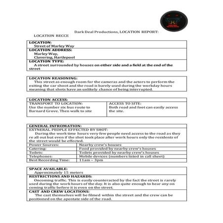 Recce location reports | DOCX | Houses | Real Estate