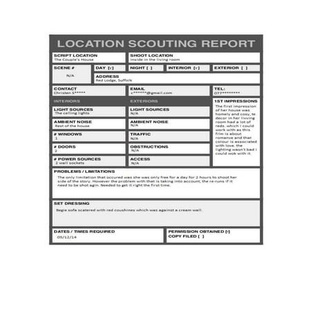 Recce sheets for doc | DOCX