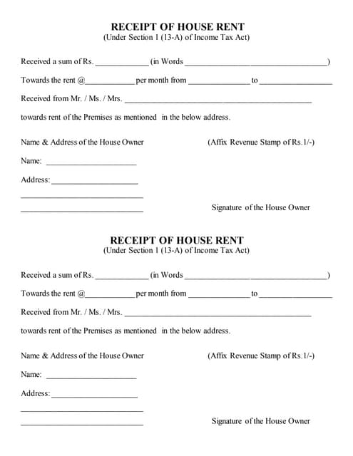 Fake house rent receipt - boldnolf