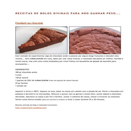 Receitas de bolos light | PDF