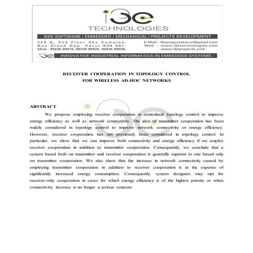 Receiver Cooperation In Topology Control For Wireless Ad Hoc Networks Docx
