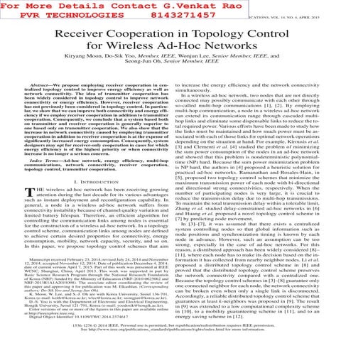 Receiver Cooperation In Topology Control For Wireless Ad Hoc Networks Pdf