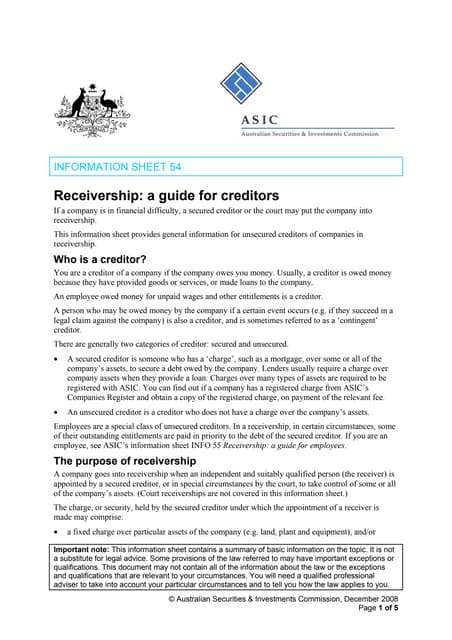Receivership: A guide for employees | PDF