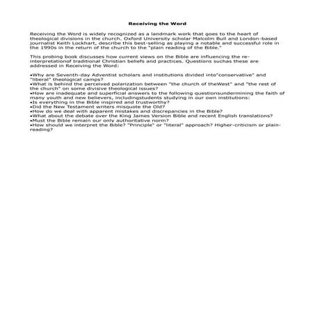 Receiving the word | PDF