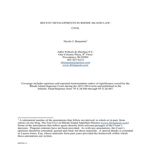 Anatomy of an Appeal in a Civil Case to the Rhode Island Supreme Court ...