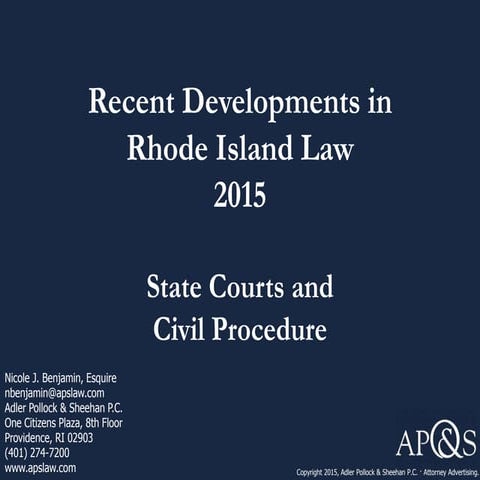 Recent Developments in Rhode Island Law 2015 - State Courts and Civil ...