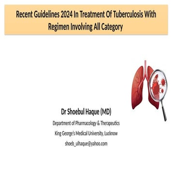New guidelines for Tuberculosis treatment (NTEP) | PPTX