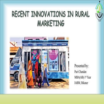 Recent innovations in rural marketing | PPTX
