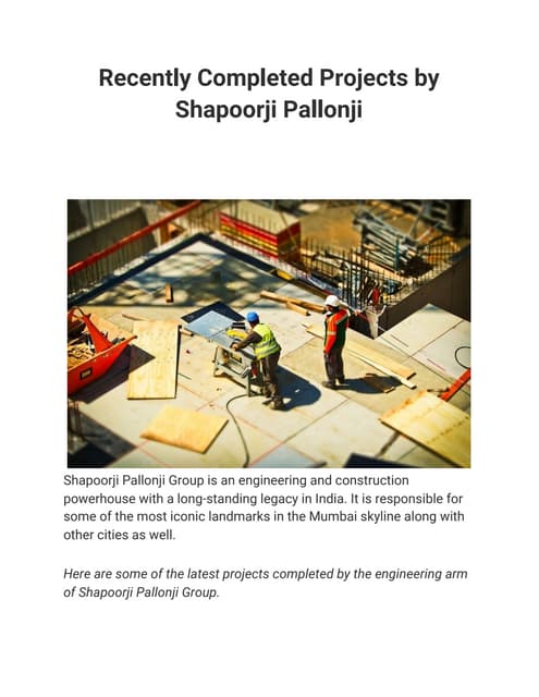 10 Milestone projects that highlight Shapoorji Pallonji’s legacy | PDF