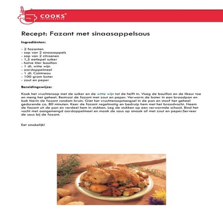 Recept - fazant met sinaasappelsaus | PDF