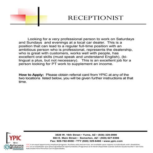 Receptionist | Pdf