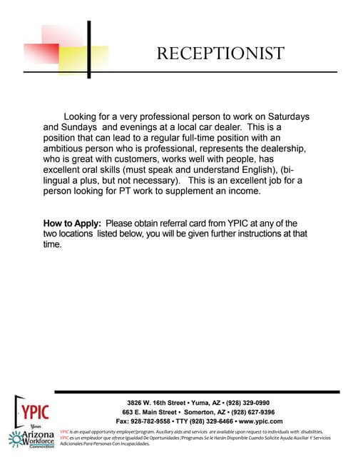 Receptionist | Pdf