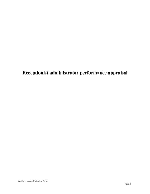 Sample receptionist performance appraisal | DOC | Resume Writing and ...
