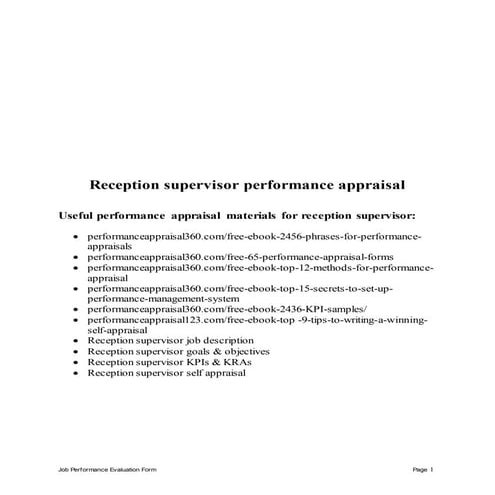 Sample receptionist performance appraisal | DOC