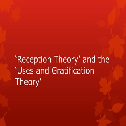 Reception theory and the UGT | PPT