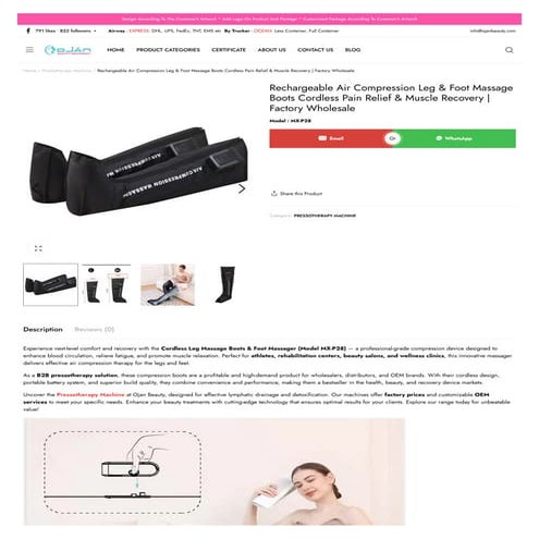 Rechargeable Air Compression Leg & Foot Massage Boots – Cordless Pain ...