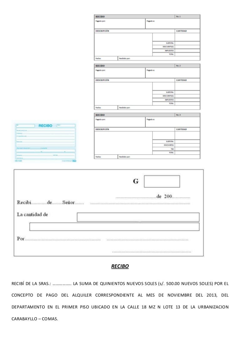Formato De Recibo En Pdf