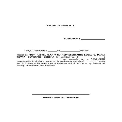 Recibo de aguinaldo | DOCX