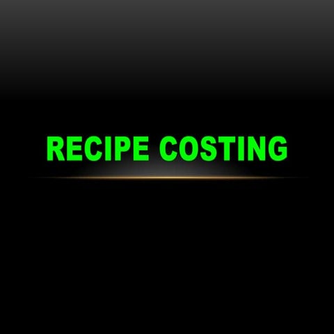 Food Costing | PPTX