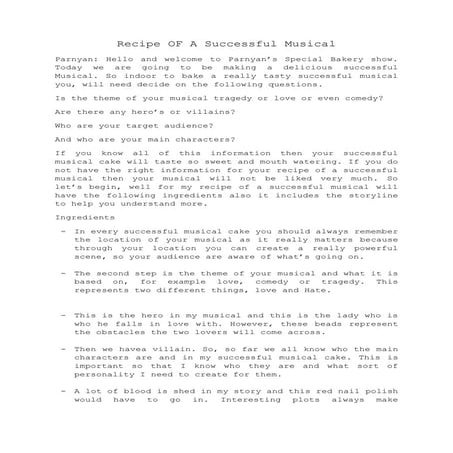 Recipe Of A Successful Musical | PDF
