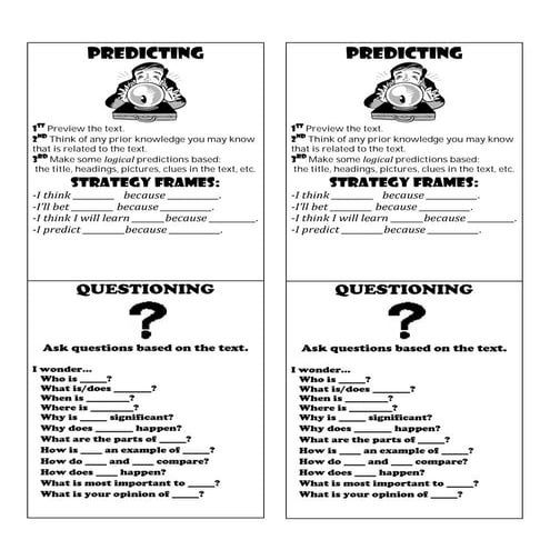 Reciprocal Teaching Bookmarks | PDF