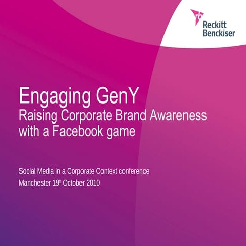 Reckitt Benckiser's presentation at Social Media in a Corporate Context ...