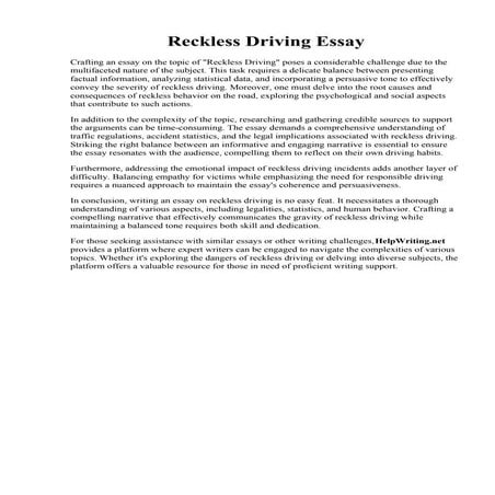 Reckless Driving Essay | PDF
