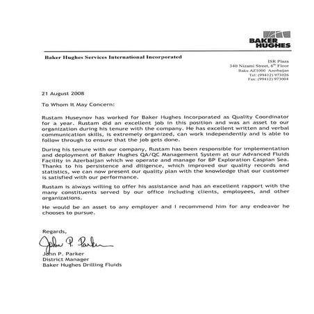 Rec letter baker hughes (1) | PDF
