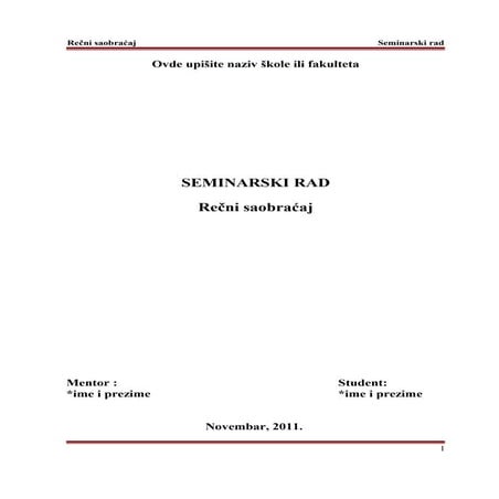 Recni saobracaj | DOC