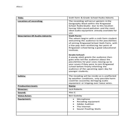 Recoding schedule | PDF