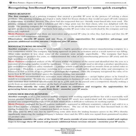 Recognising business ip asset examples 2011 | PDF