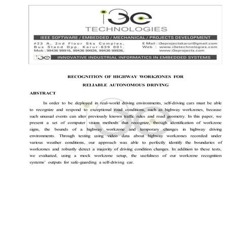 Recognition of highway workzones for reliable autonomous driving | DOCX