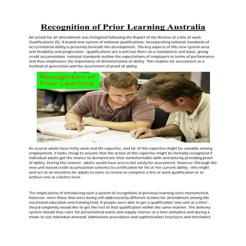 Recognition of prior learning | PDF