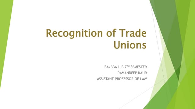 Recognition of trade union | PPTX