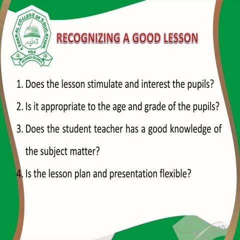 Recognizing a good lesson | PPT