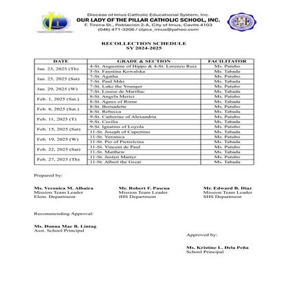 RECOLLECTION SCHEDULE - School Year 2024-2025.pdf