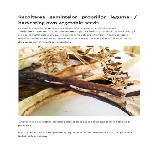 Recoltarea semintelor | DOCX