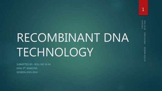Application Of Recombinant DNA Technology | PPT