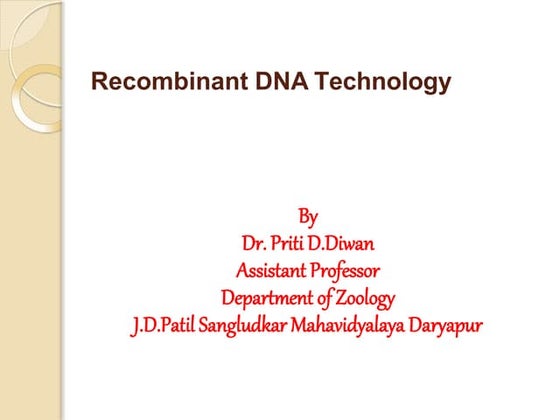 Biotechnology:Basic tools of Recombinant DNA Technology | PPTX ...