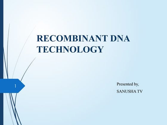 Recombinant dna technology (main ppt) | PPTX | Genetics | Science