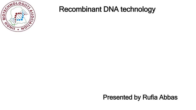 Recombinant dna technology | PPTX