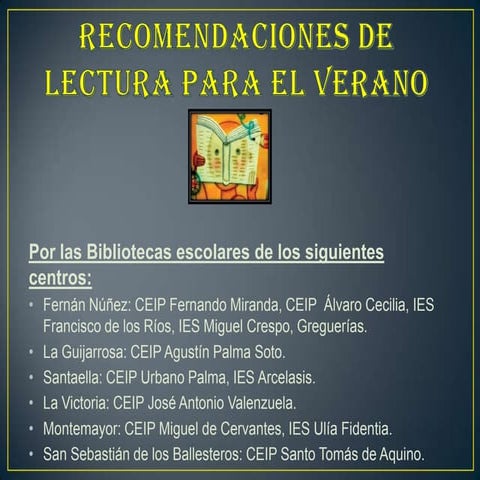 Recomendaciones de lecturas para el verano | PPTX