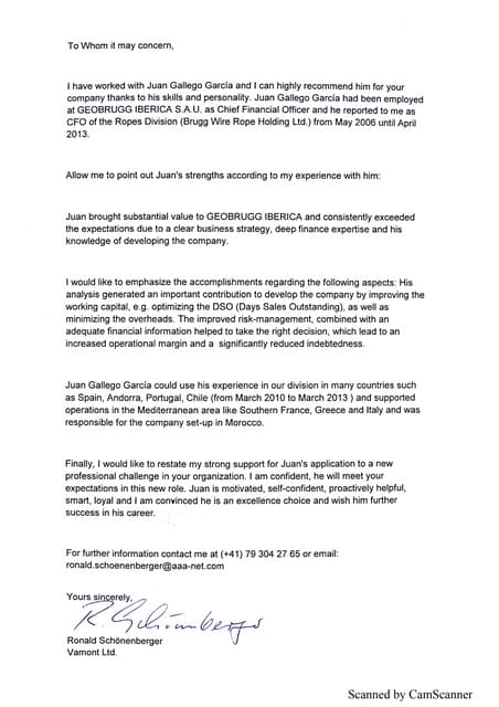 CEO Vinci Energy. Recommendation letter | PDF