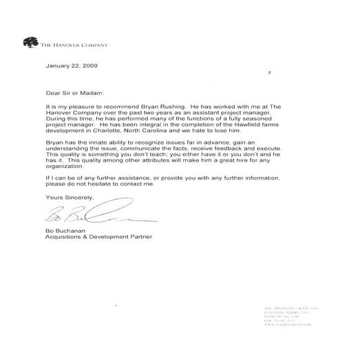 Recommendation Bo Buchanan | PDF