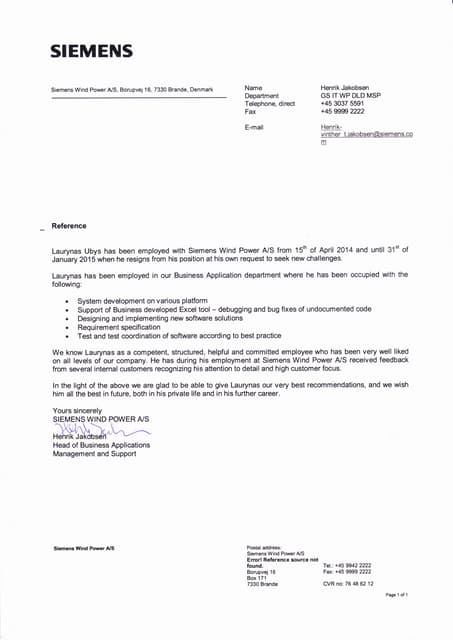 Recommandation Letter | PDF