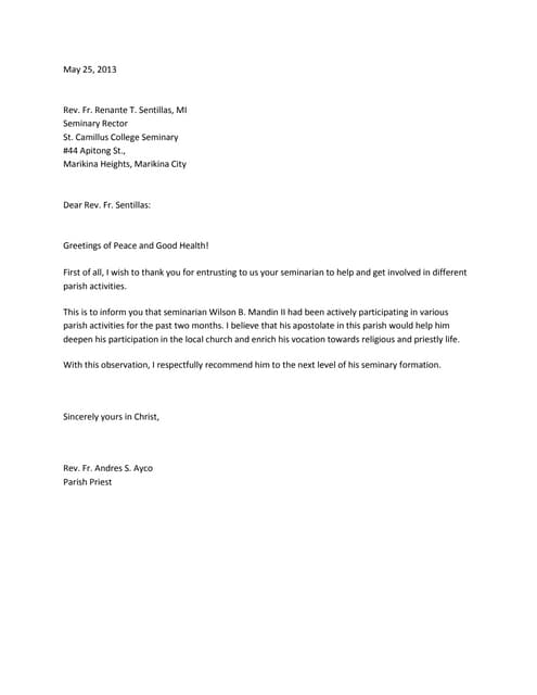 Church Letter of Recommendation | PDF