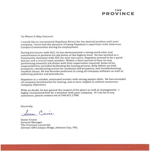 Recommendation letter – community assistant | PDF